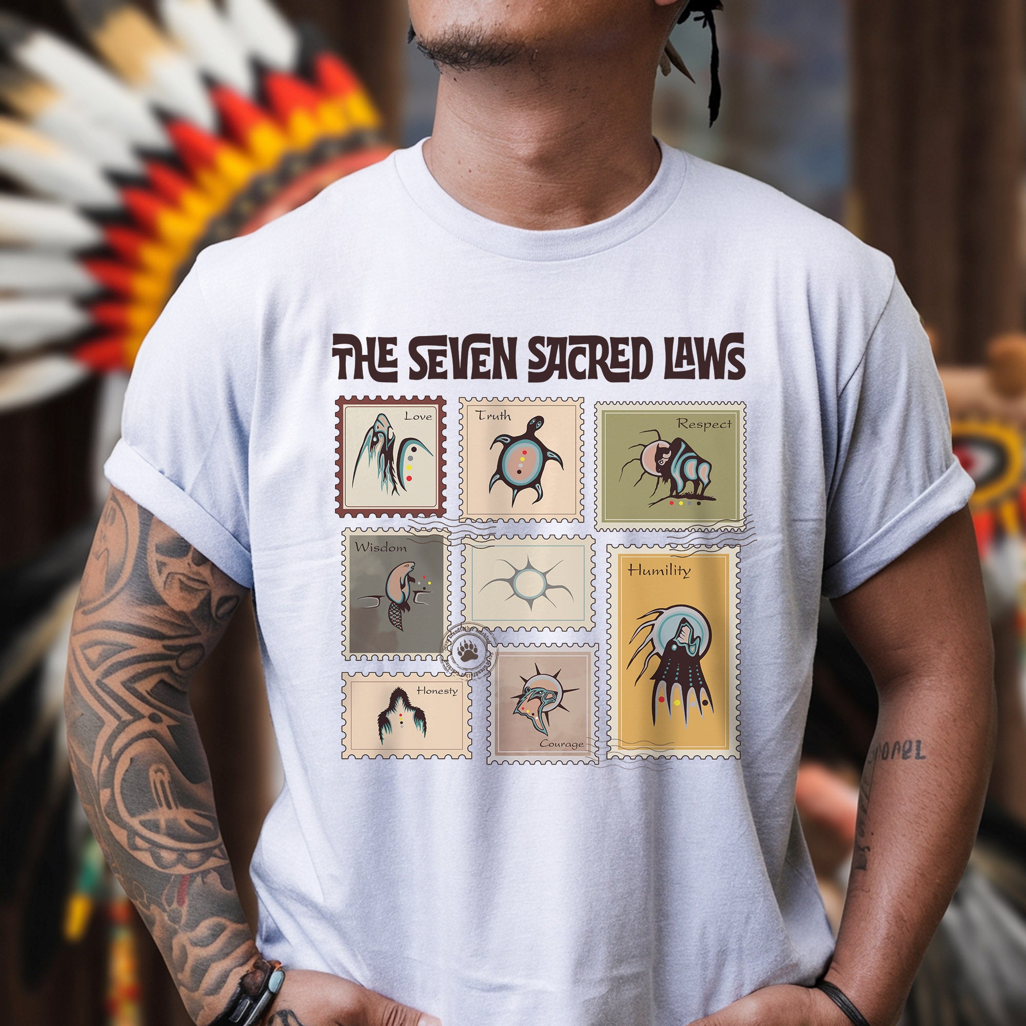 The Seven Sacred Teachings - Spirit Animal Graphic Unisex T-shirt/T-sh ...