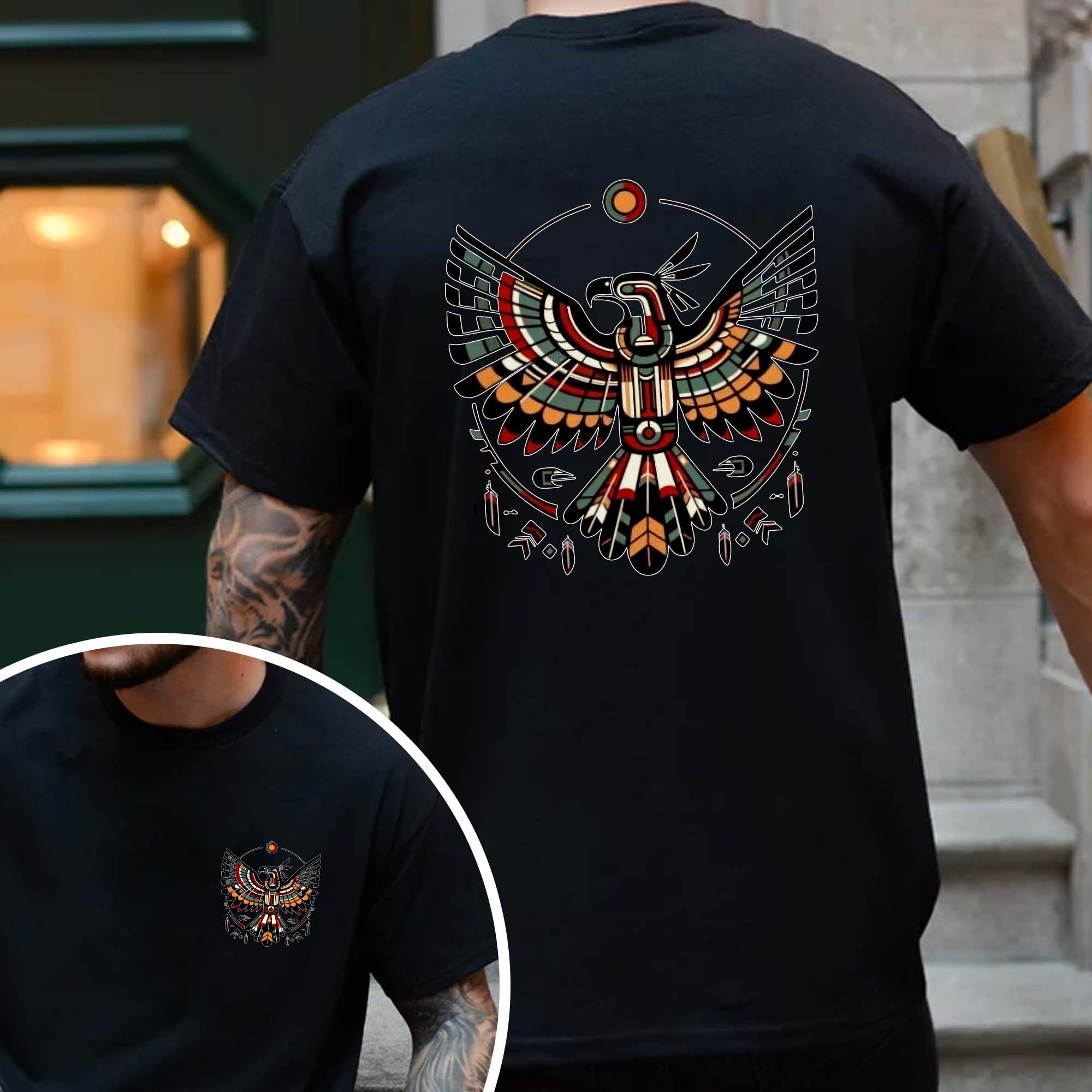Sacred Thunderbird Spirit Geometric Design - Two sides - T-shirt/T-shi ...