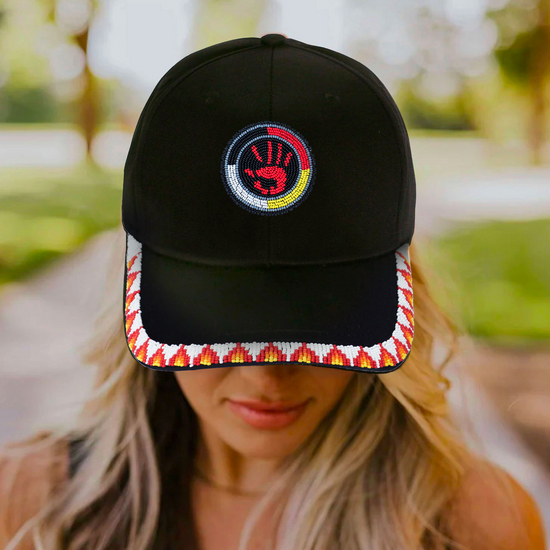 MMIW Feathers Cotton Unisex Baseball Cap With Beaded Patch Brim Native ...